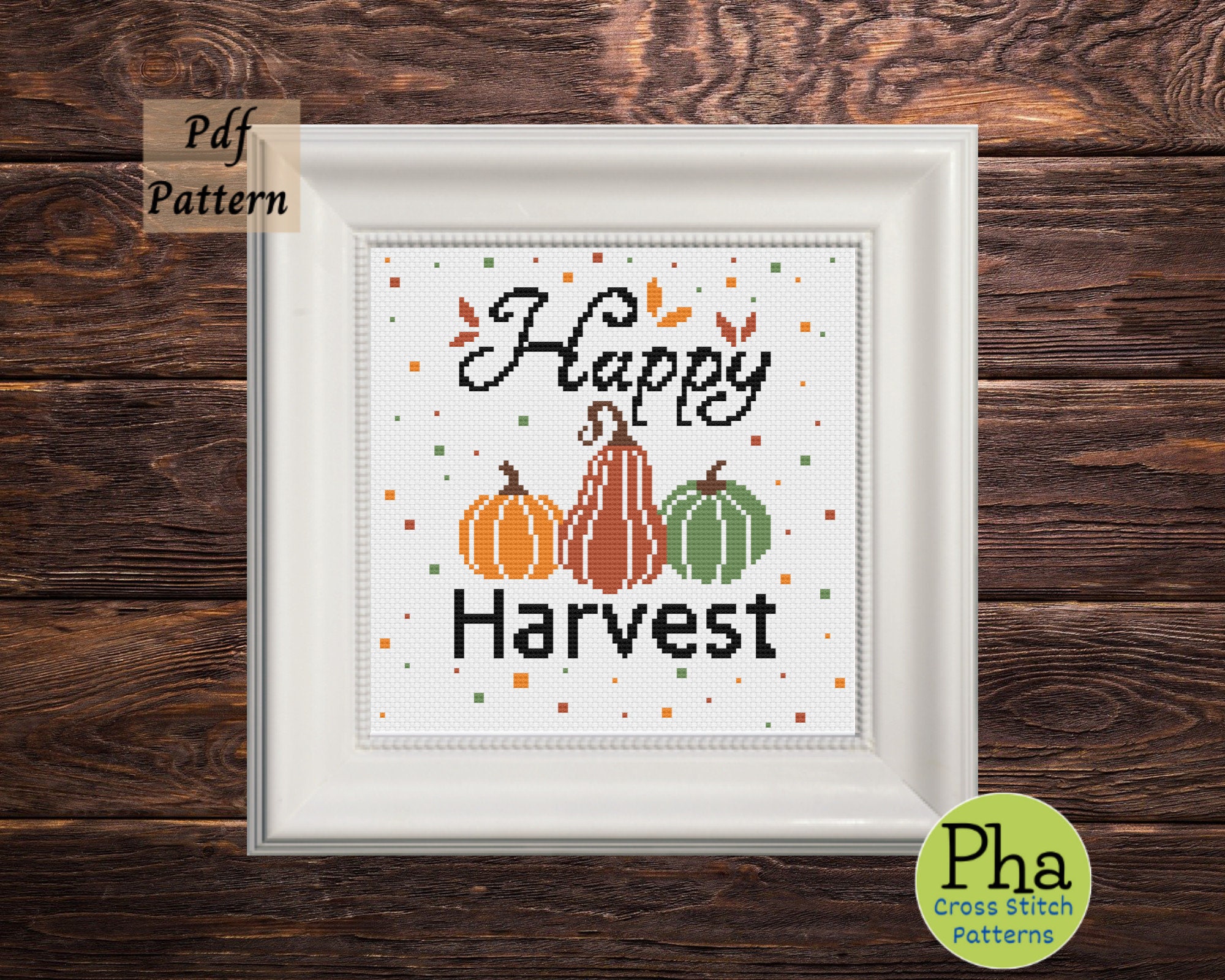 Happy Harvest Cross Stitch Pattern, Easy Cross Stitch Chart, Autumn ...