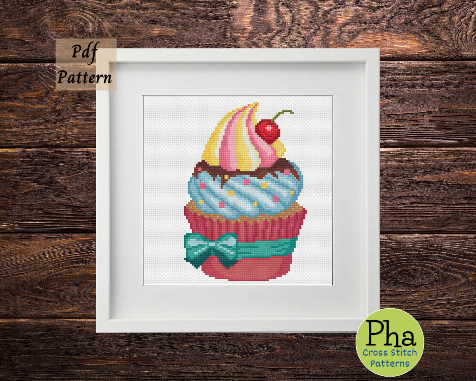 Cupcake Cross Stitch Pattern: Easy 7-inch Embroidery (PDF Pattern) - Etsy