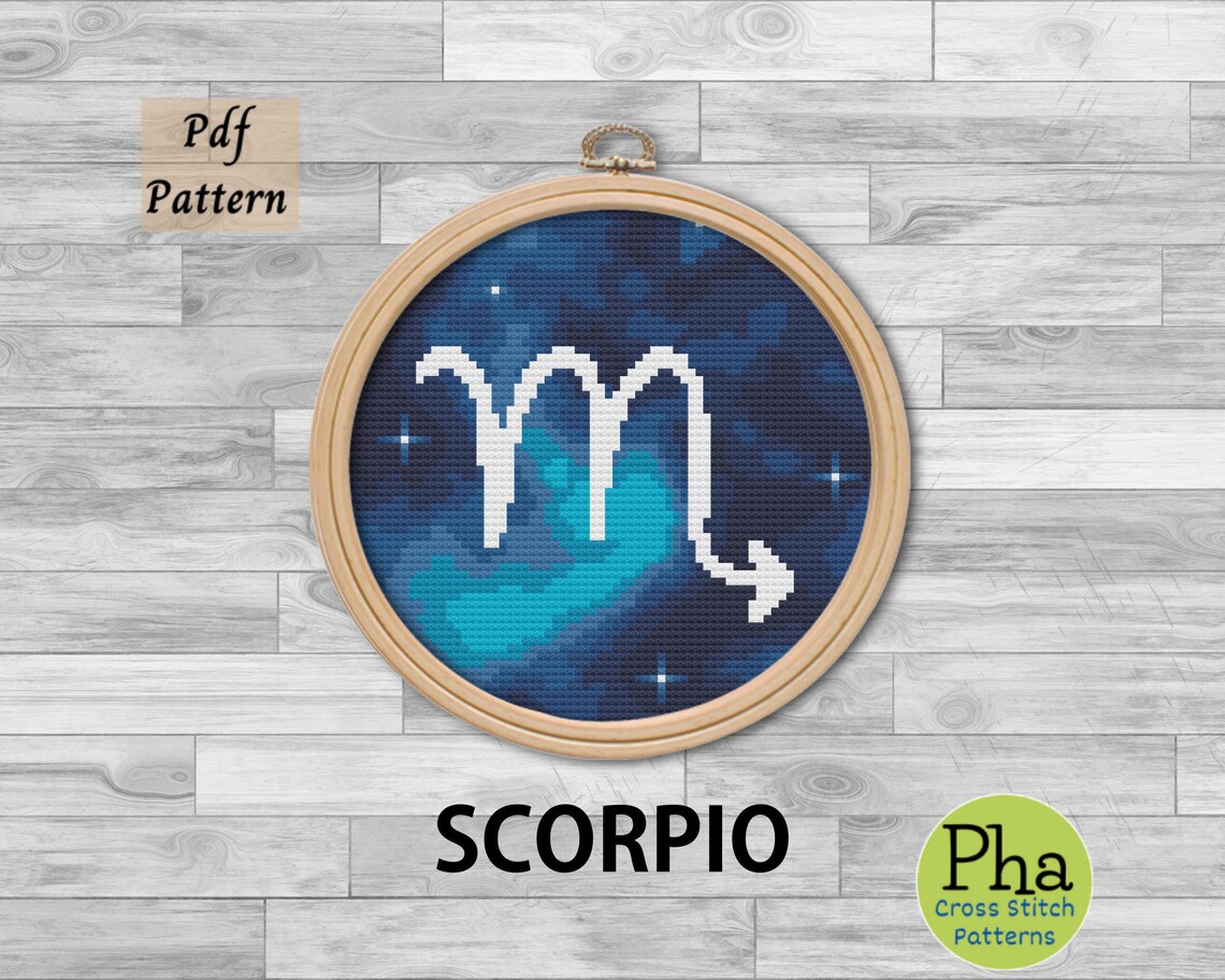 Scorpio Cross Stitch Pattern, the Scorpion Horoscope Chart, Scorpio ...