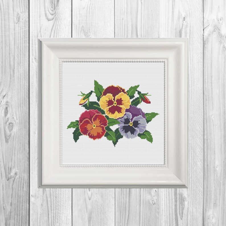 Pansy Flowers Cross Stitch Pattern: Floral Embroidery (PDF Pattern) - Etsy