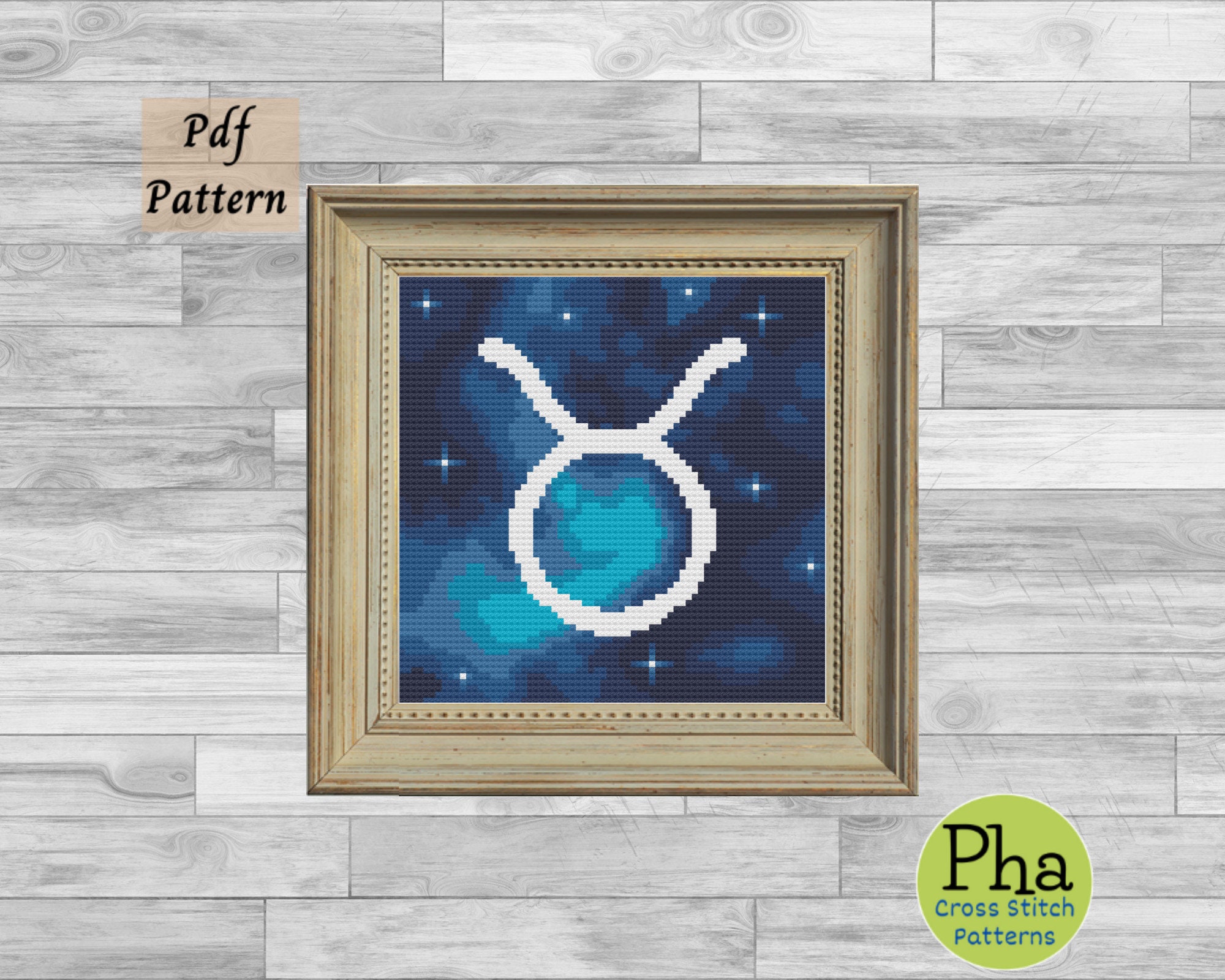 Taurus Cross Stitch Pattern, the Bull Horoscope Chart, Taurus Symbol ...