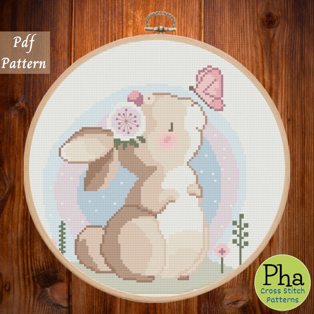 Cute Bunny Cross Stitch Pattern, Counted Cross Stitch Chart, Animal ...