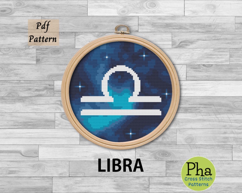 Libra Cross Stitch Pattern: Scales Horoscope Chart (PDF Pattern) - Etsy