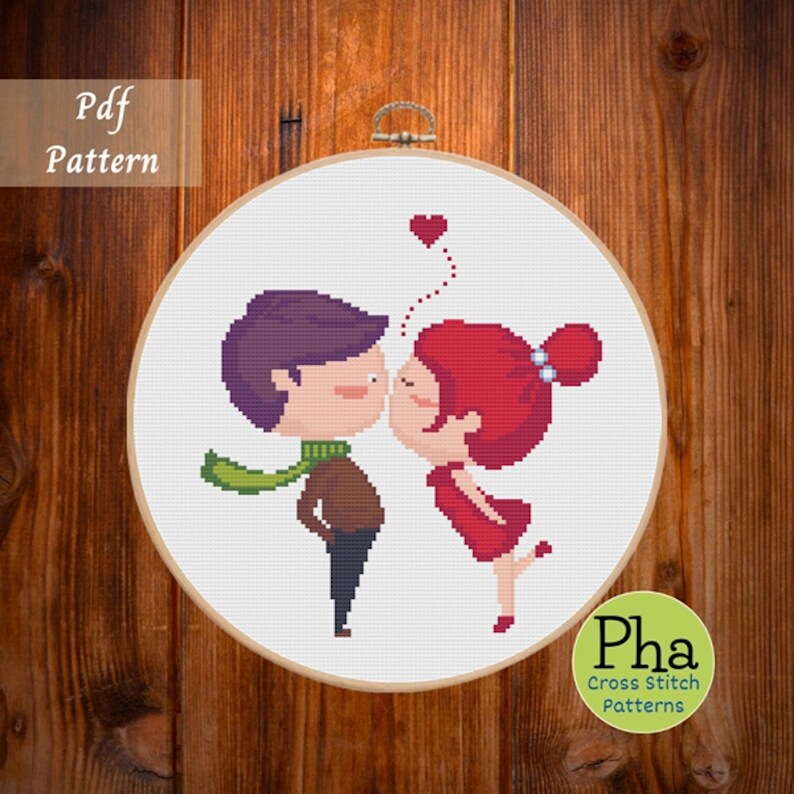 Cute Love Cross Stitch Pattern, Cross Stitch Chart, Easy Pattern ...