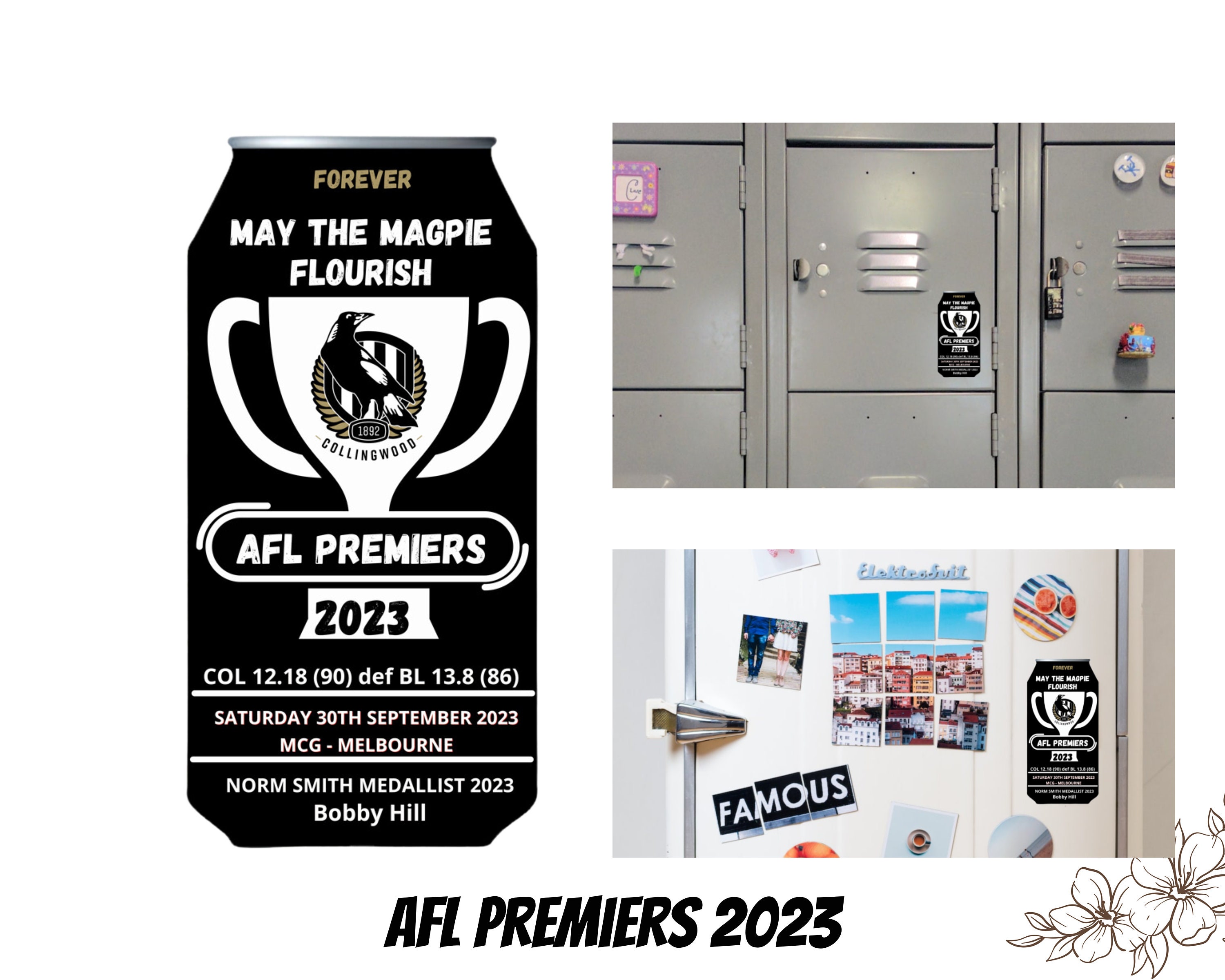 AFL Premiers 2023- Collingwood - Can Shape Magnet (65 Mm × 125 Mm ...