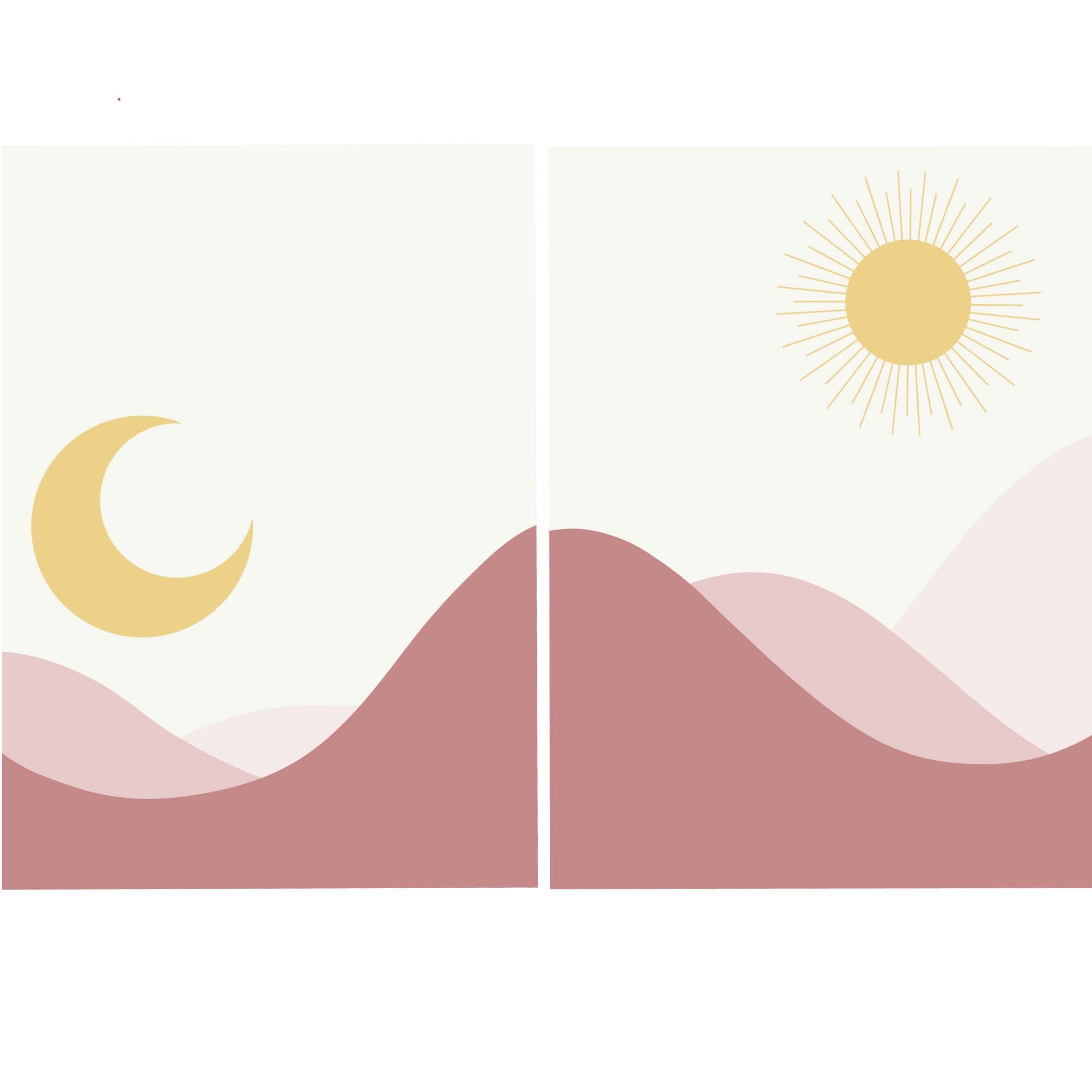 Sun and Moon Pink Set of Digital Art Prints Downloadable File - Etsy