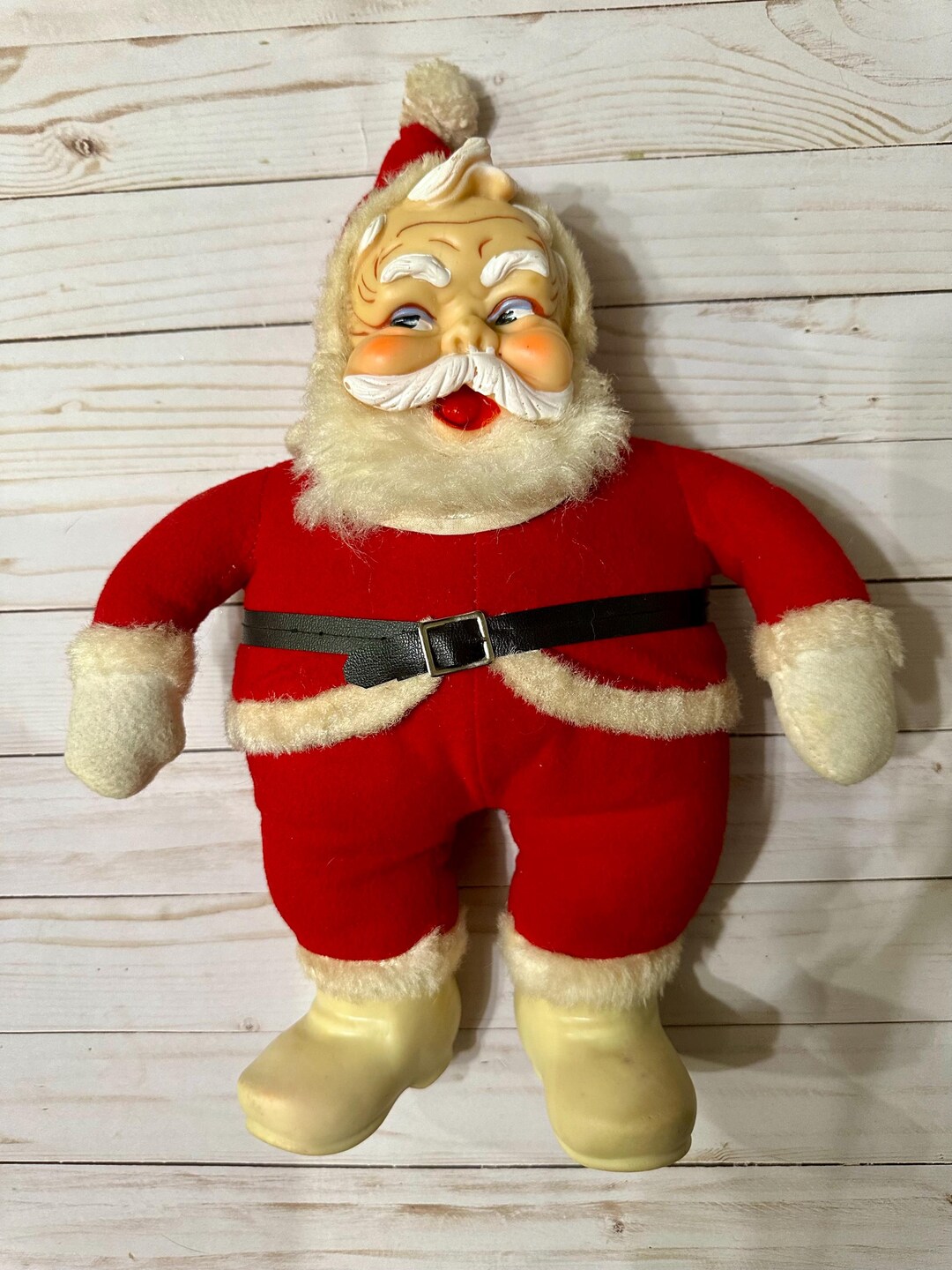 Vintage Rushton Rubber Faced Santa 1950s 17 Inch White Rubber Boots - Etsy