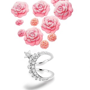 Luxury Shooting Star Ring. Comete Ring. Silver Plated Star and Moon ...