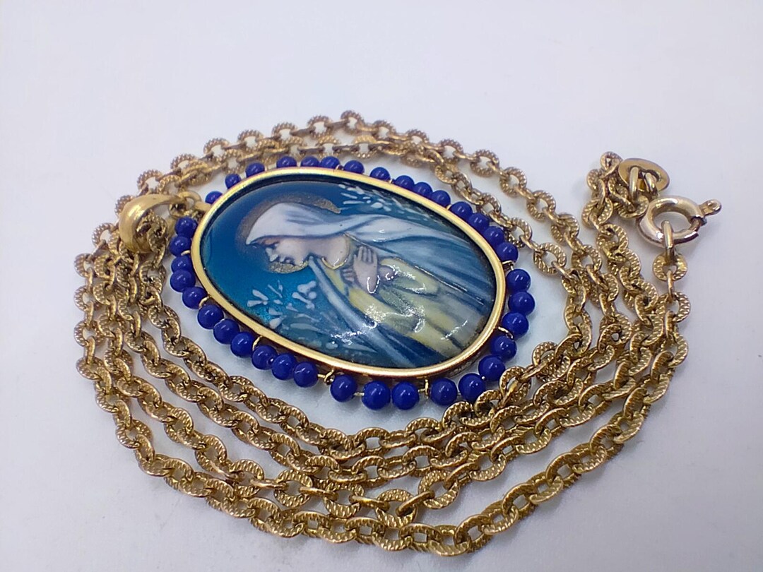 Art Deco Limoges Enamel the Virgin Mary Portrait Signed G Lesendre With French Assay Mark ...
