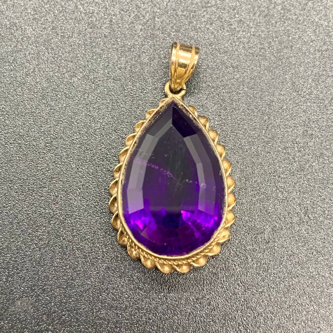 Stunning Superior Large Tear Drop Amethyst Stone in a High 9ct - Etsy