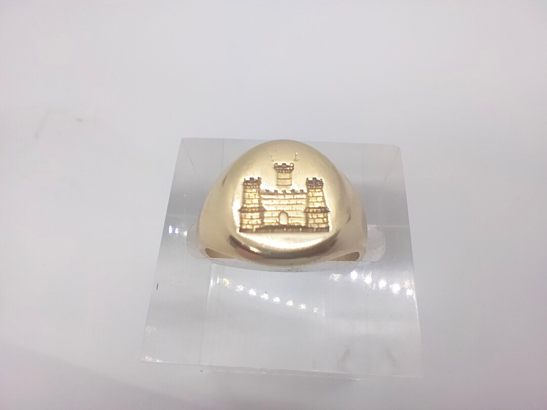 Antique Heavy 9ct Gold Signet Castle / Fortress Crest Pinky - Etsy