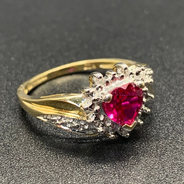 Heart Shaped Ruby Ring With Diamonds - Etsy