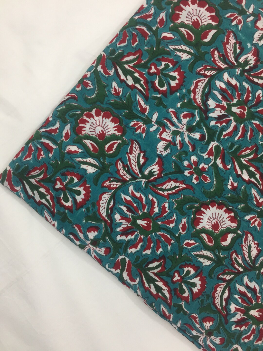 Multi Block Print Indian Cotton Hand Stamped Printing, Indian Fabric ...