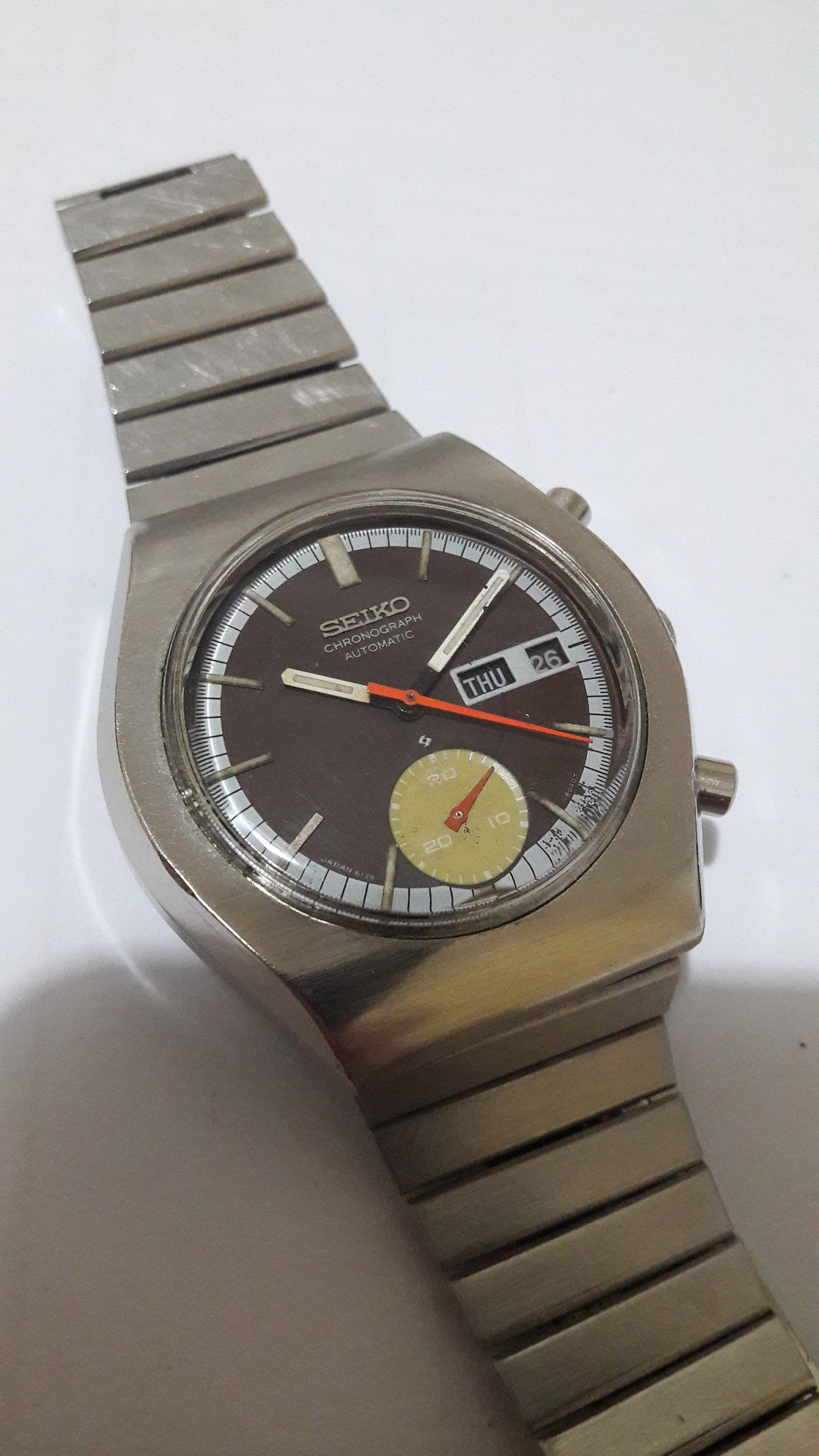 Seiko 6139-8020 Automatic Chronograph Brown Dial Original 1972 Model ...