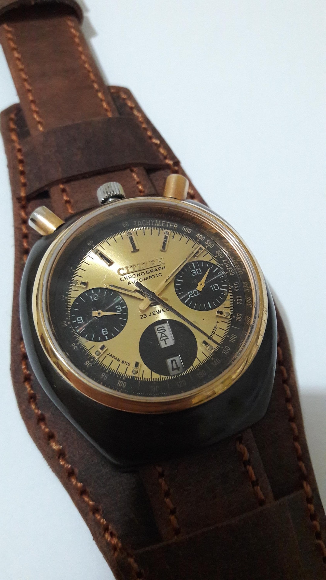 Citizen Bullhead Panda Gold Tone Dial Automatic Chronograph and Flyback ...