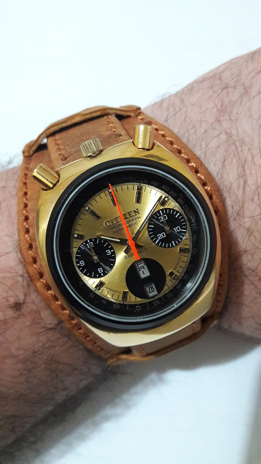 Citizen Bullhead Panda Gold Tone Dial Gold Plated Case Cal.8110a ...