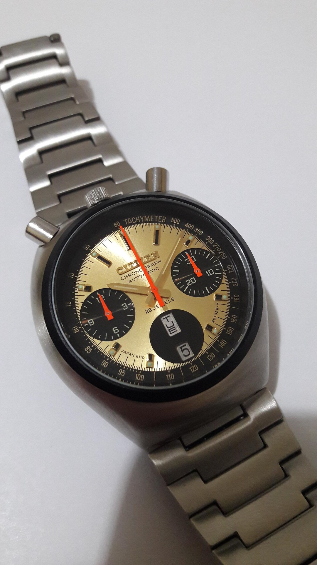 Citizen Bullhead Gold Tone Panda Dial Automatic Chronograph and Flyback ...