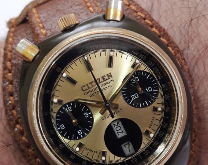 Citizen Bullhead Panda Gold Tone Dial Automatic Chronograph and Flyback ...