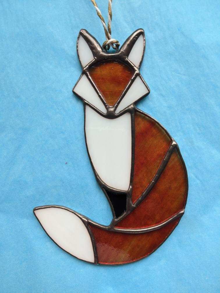 Stained Glass Fox Stained Glass Art Glass Fox Fox Unique - Etsy.de