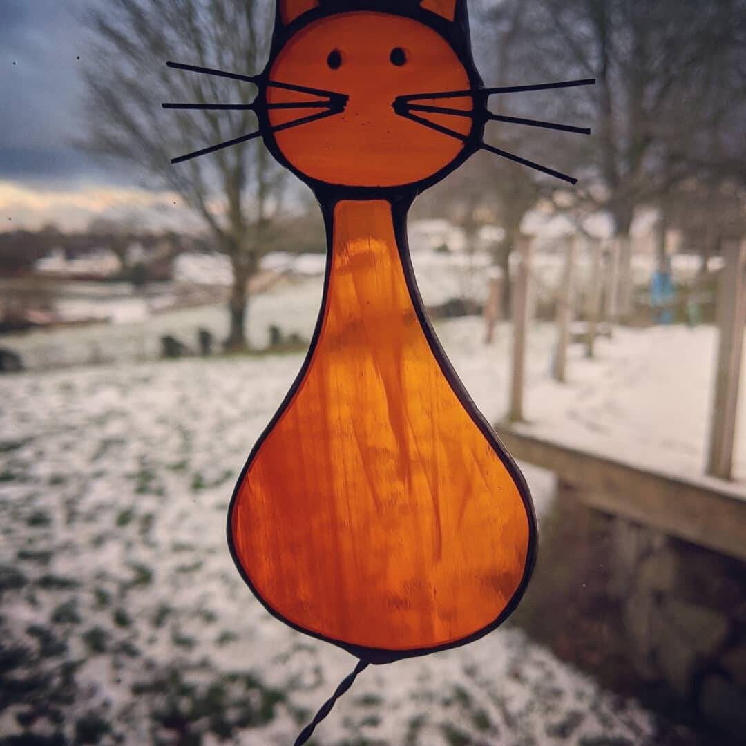 Stained Glass Cat, Glass Cat, Ginger Cat, Unique Gift, Handmade - Etsy UK