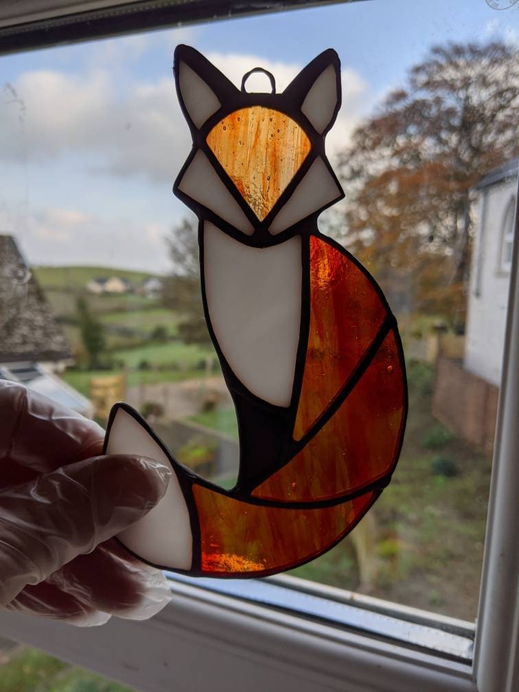 Stained Glass Fox Stained Glass Art Glass Fox Fox Unique - Etsy.de