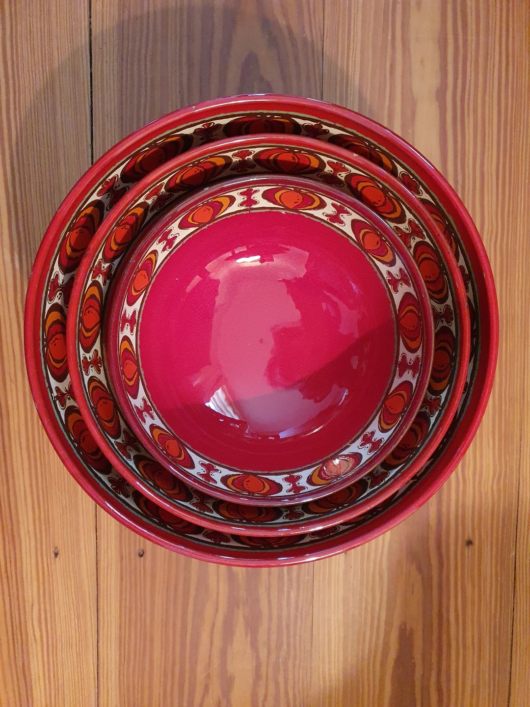 Vintage Bowl Set 3 Bowls Vintage Red Retro Kitchen - Etsy
