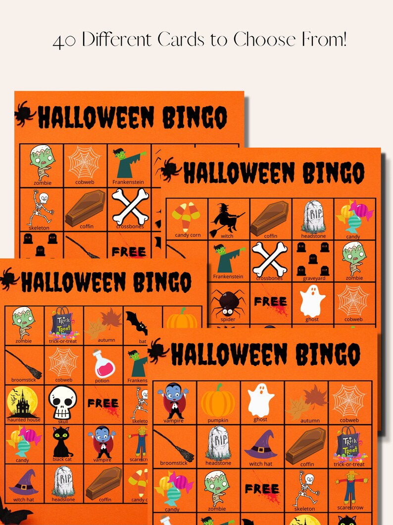 Halloween Party Games | Printable Halloween Game - Bingo | 40 Different ...