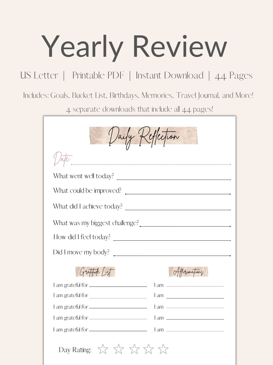 Printable Journal | Goal Tracker | Reading Diary | New Year Resolutions ...