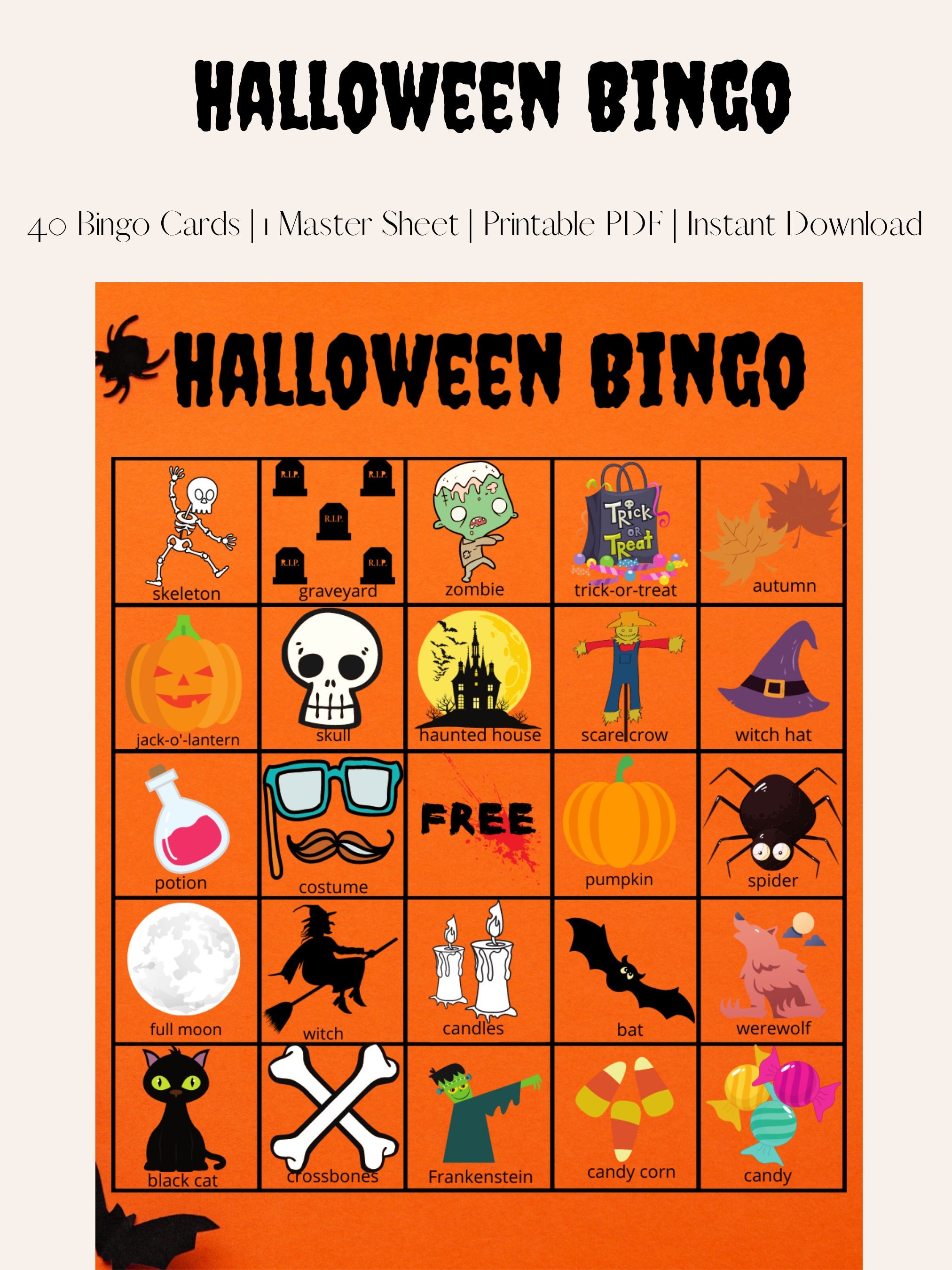 Halloween Party Games | Printable Halloween Game - Bingo | 40 Different ...