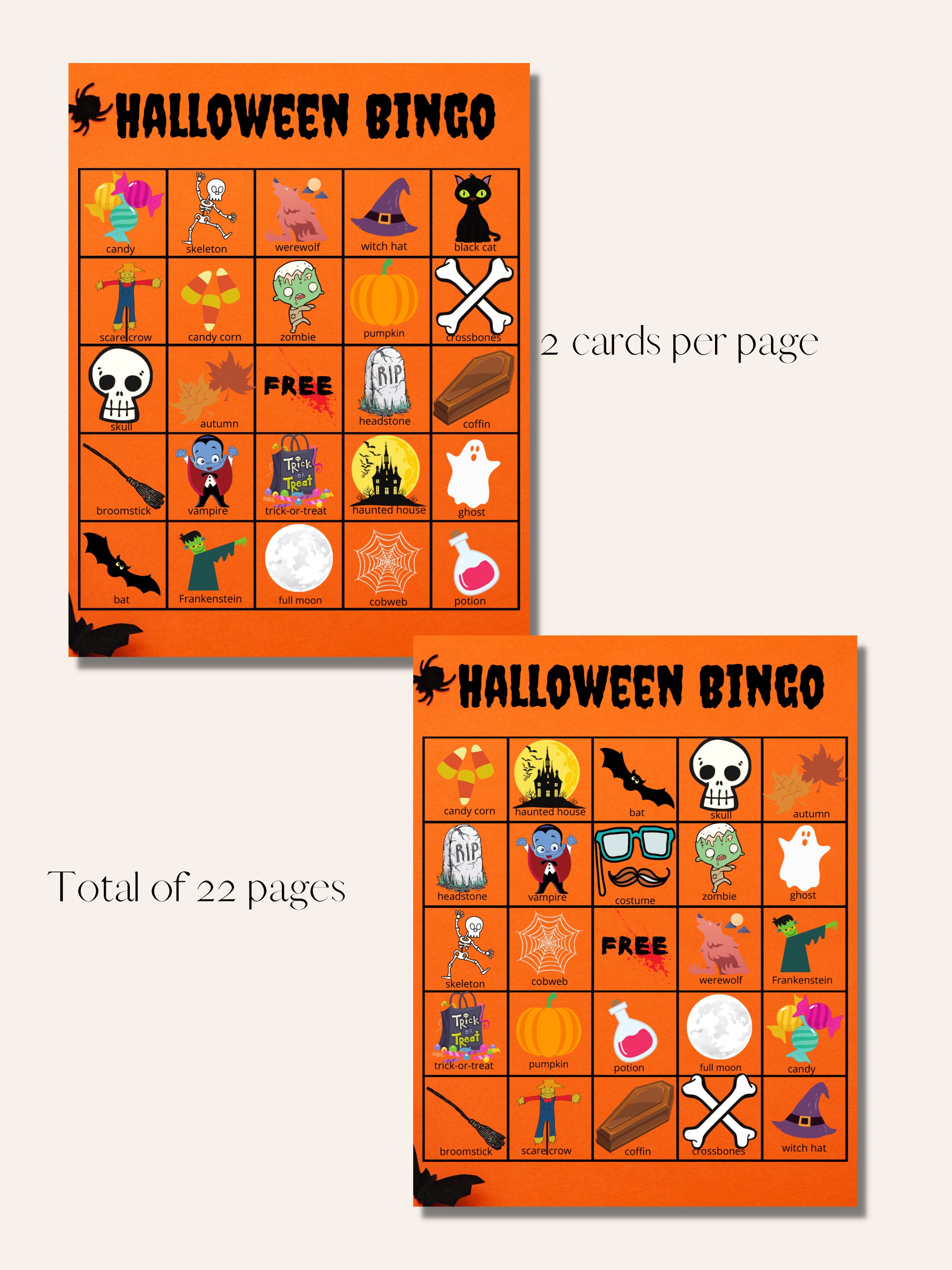 Halloween Party Games | Printable Halloween Game - Bingo | 40 Different ...