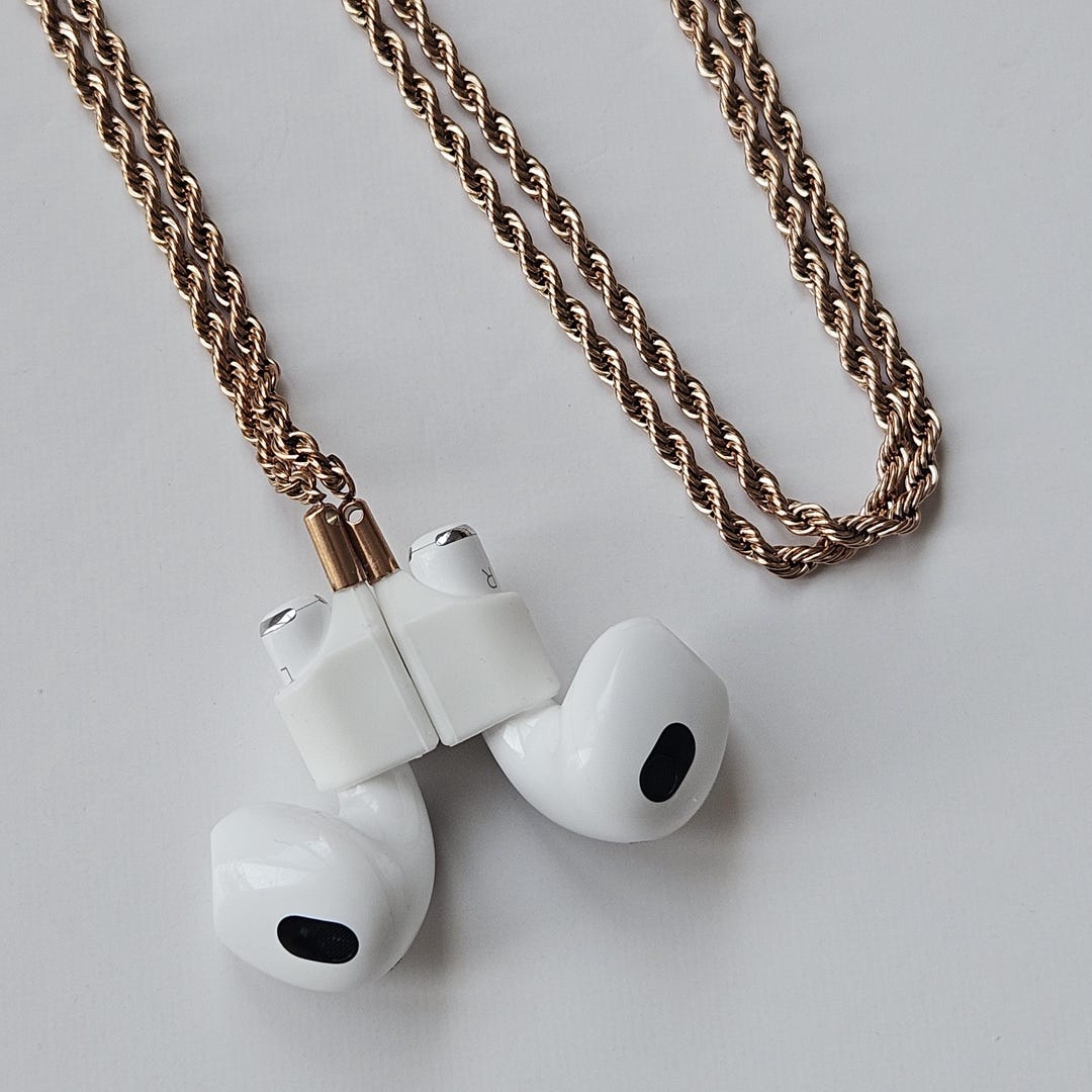 Anti-lost Air Pods Strap, Stylish Rose Gold Titanium Steel Rope Chain ...