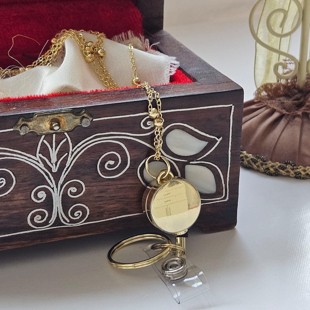 Stainless Steel Satellite Chain Lanyard ID Badge Holder, Long Cute Gold ...