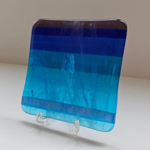 Handmade Fused Glass Coaster, Artisan Stained Glass Art, Rainbow Style ...
