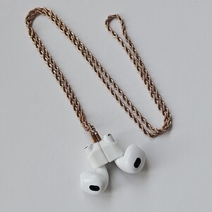 Anti-lost Air Pods Strap, Stylish Rose Gold Titanium Steel Rope Chain ...
