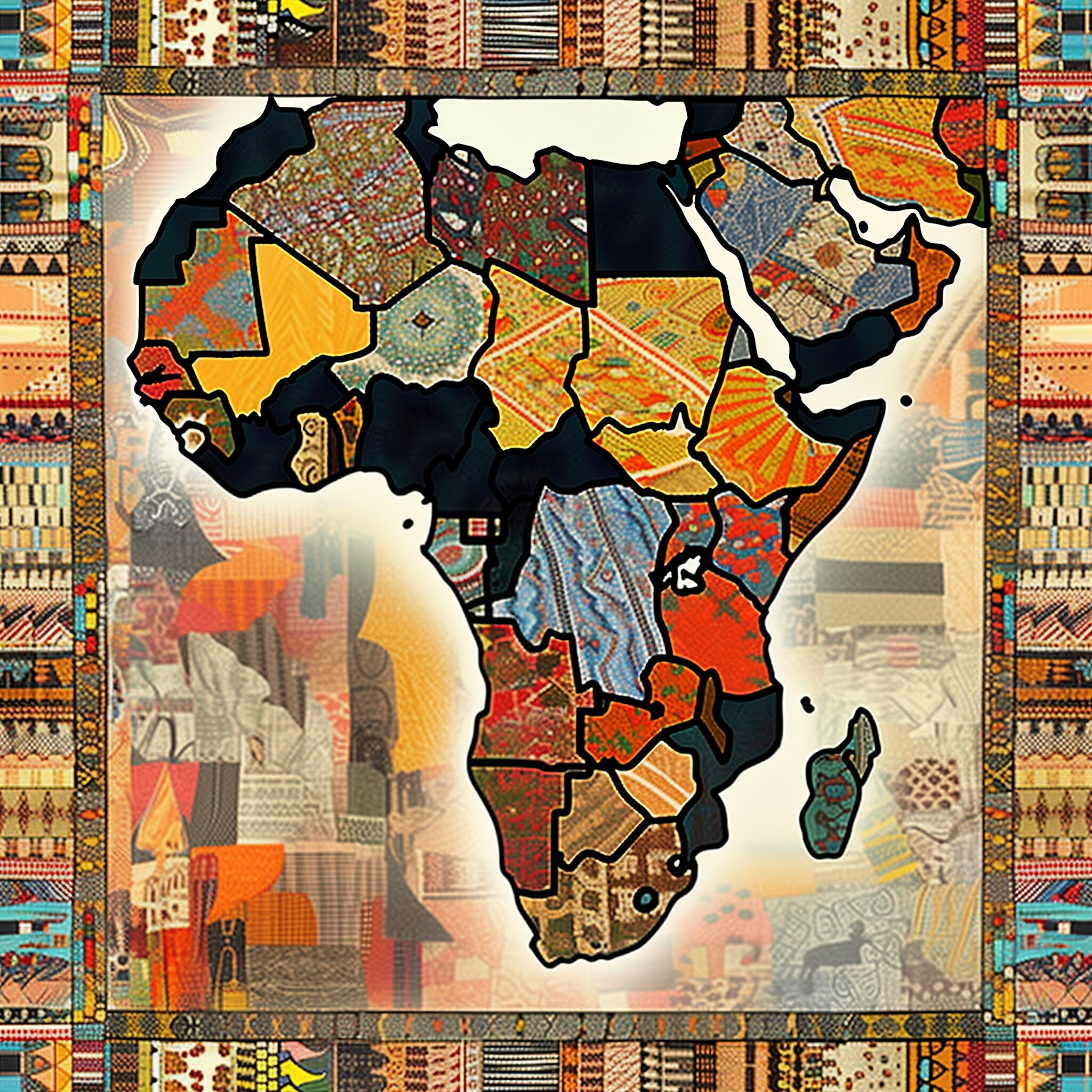 Map of Africa Fabric Panel. - Etsy