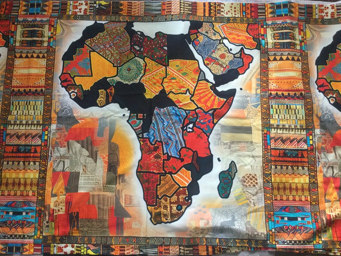 Map of Africa Fabric Panel. - Etsy