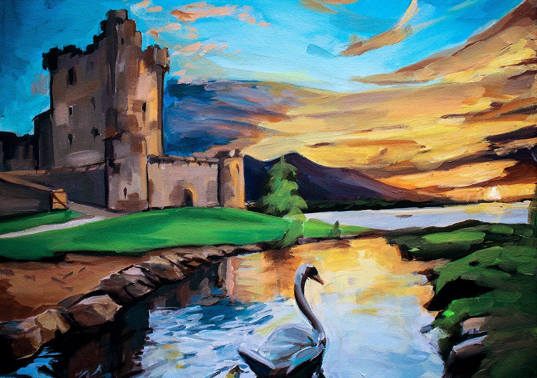 Irish Oil Painting of Ross Castle Killarney, Landscape Wall Art ...