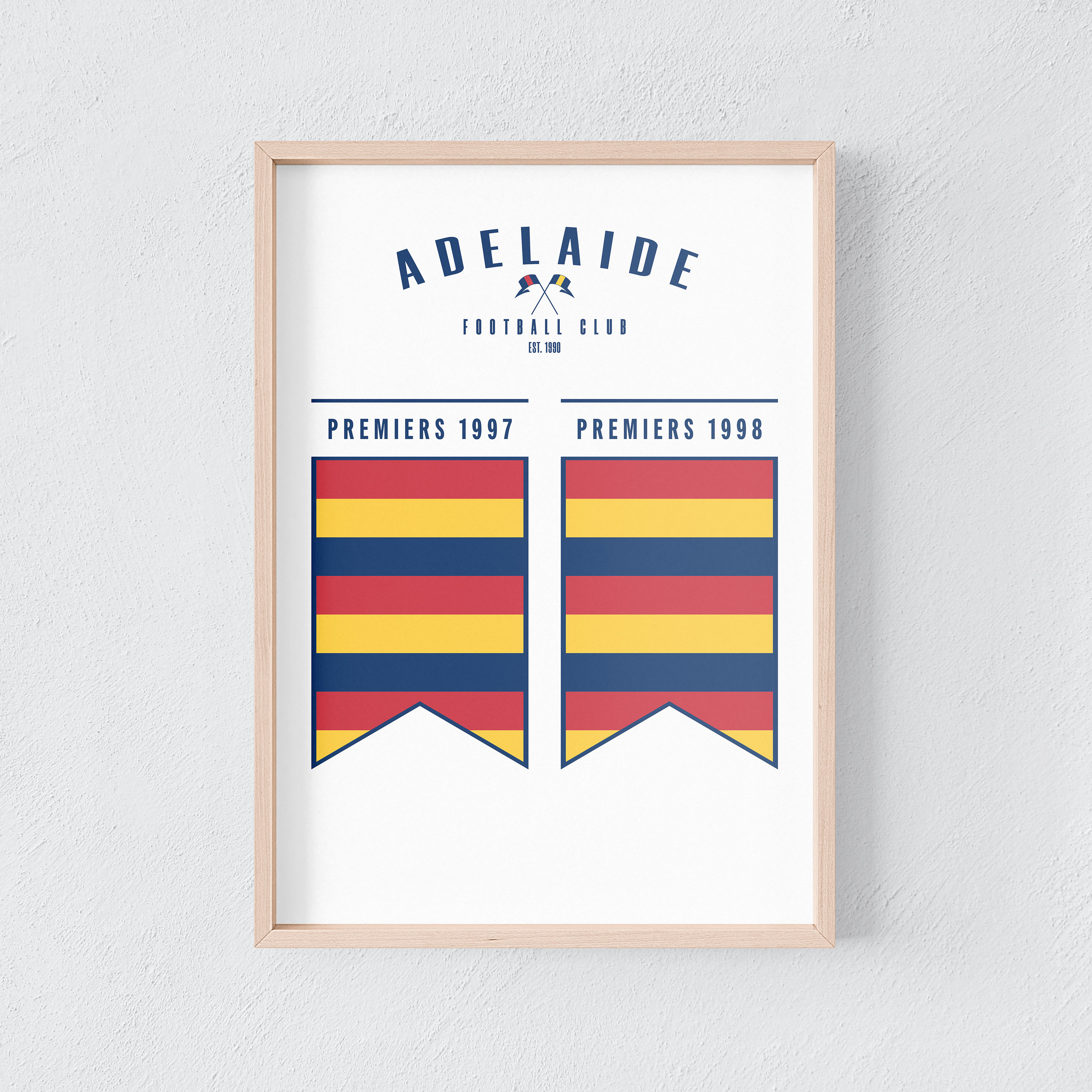 Adelaide Crows Premiership Flag Poster AFL VFL Premiers Wall Art Print ...