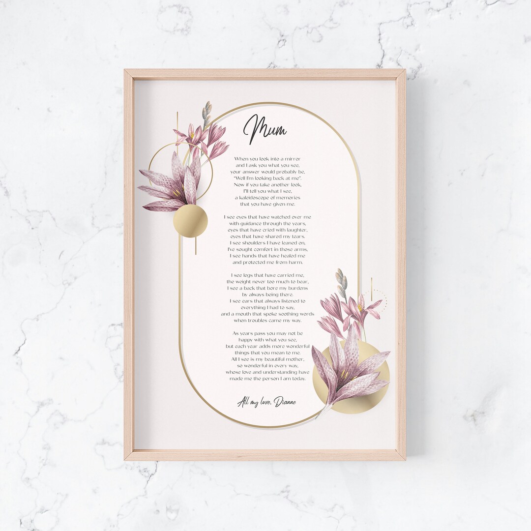 Mothers Day or Birthday Personalised Poem for Mum, Nanna, Grandma ...