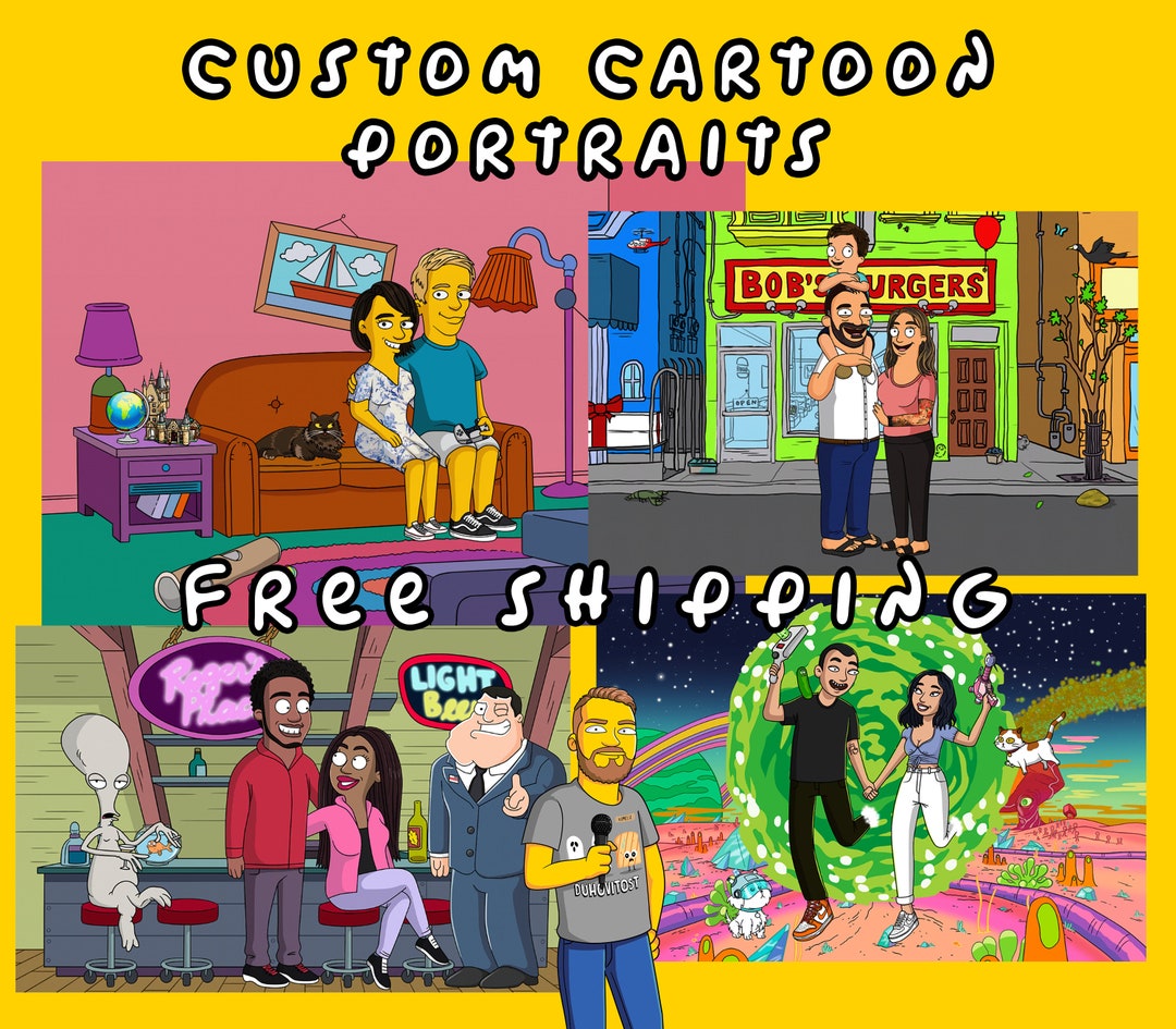 Personalized Cartoon Style Portrait From Photo, Custom Family ...