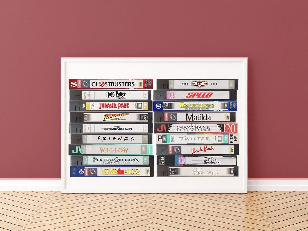 Custom Best Movies and TV Shows on VHS Tapes Framed Poster, Top Film ...