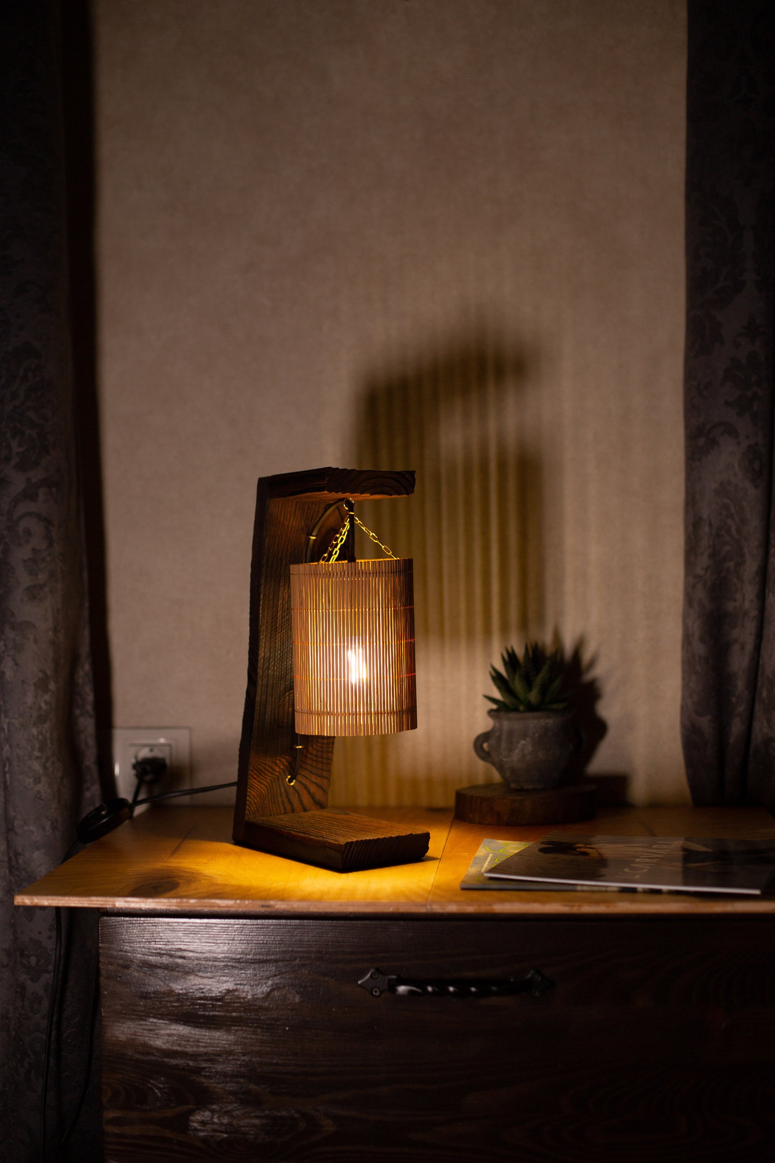 Wood Table Lamp for Bedroom or Living Room Housewarming Gift | Etsy