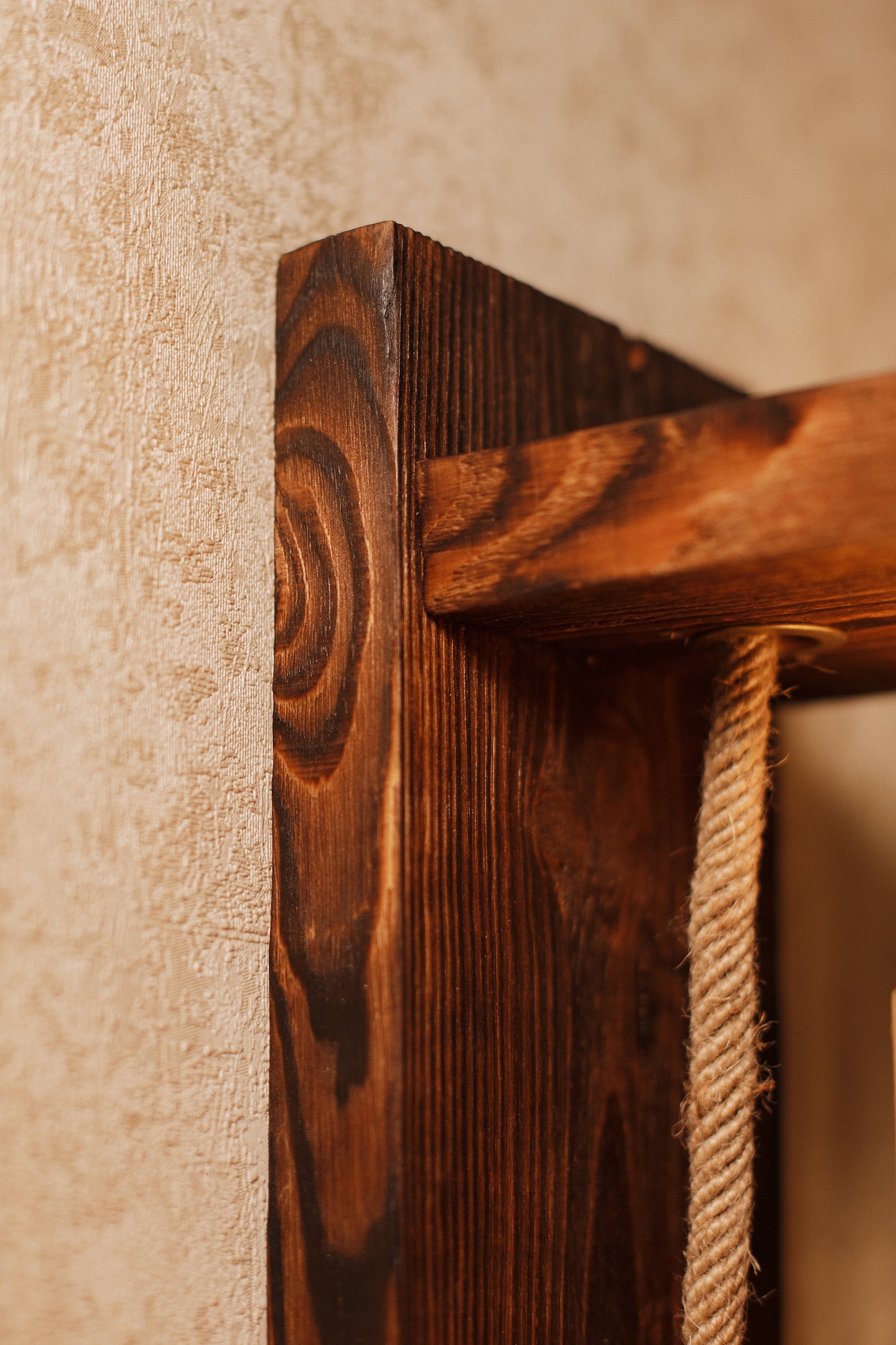 Wall Sconce Light Rope Wall Lamp Wood Wall Light Wooden | Etsy