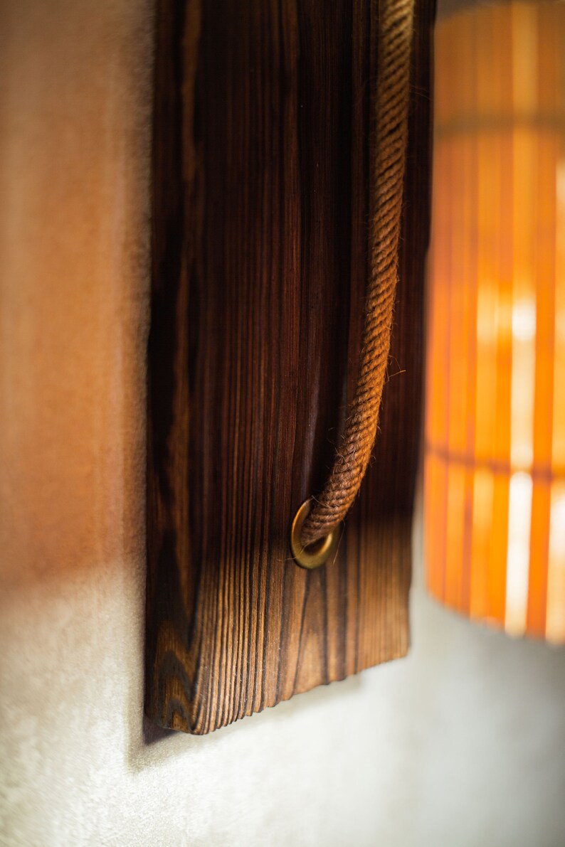 Wall Sconce Light Rope Wall Lamp Wood Wall Light Wooden | Etsy