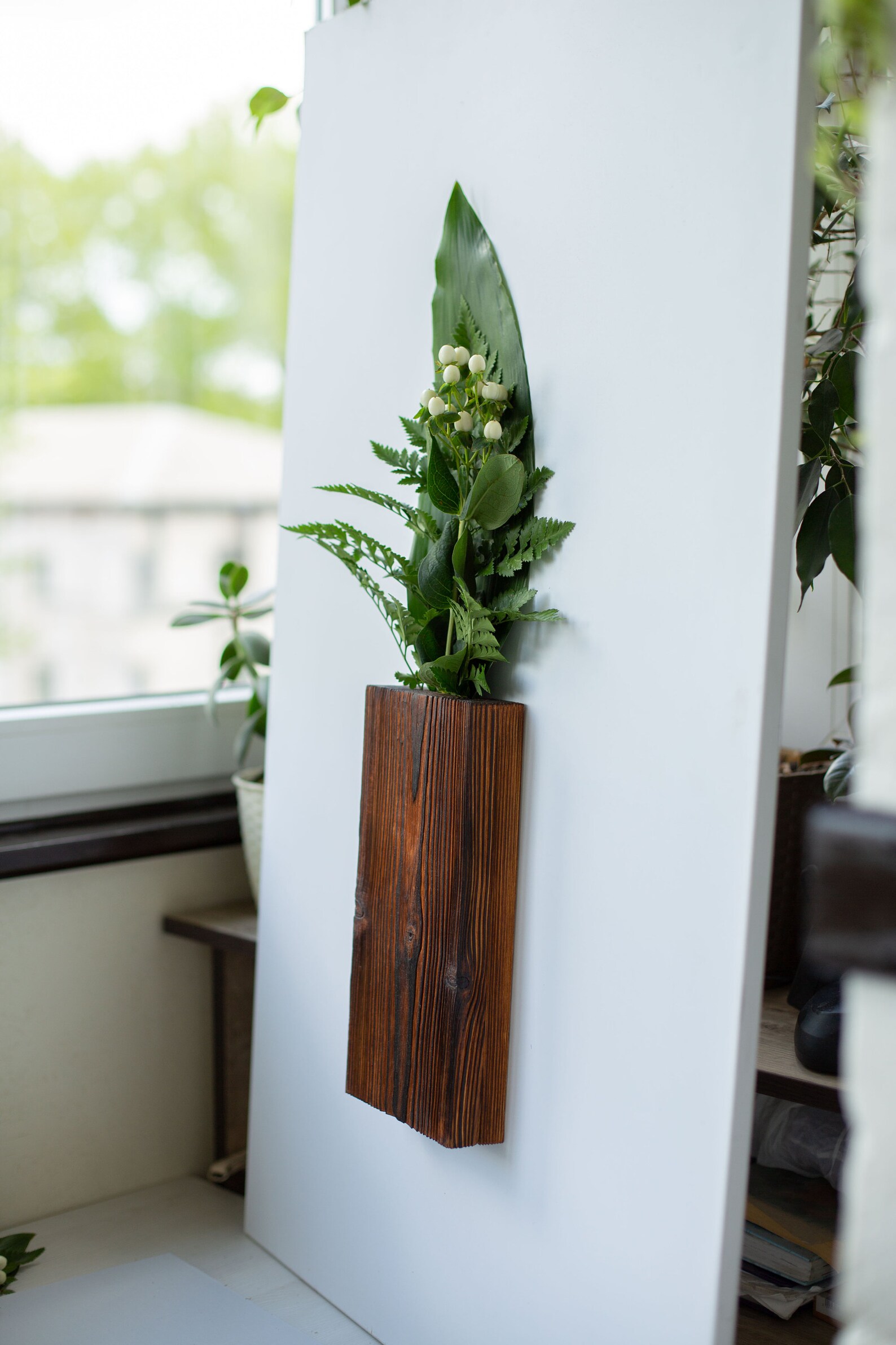 Wood Wall Pocket Wooden plant holder Wall Hanging for | Etsy