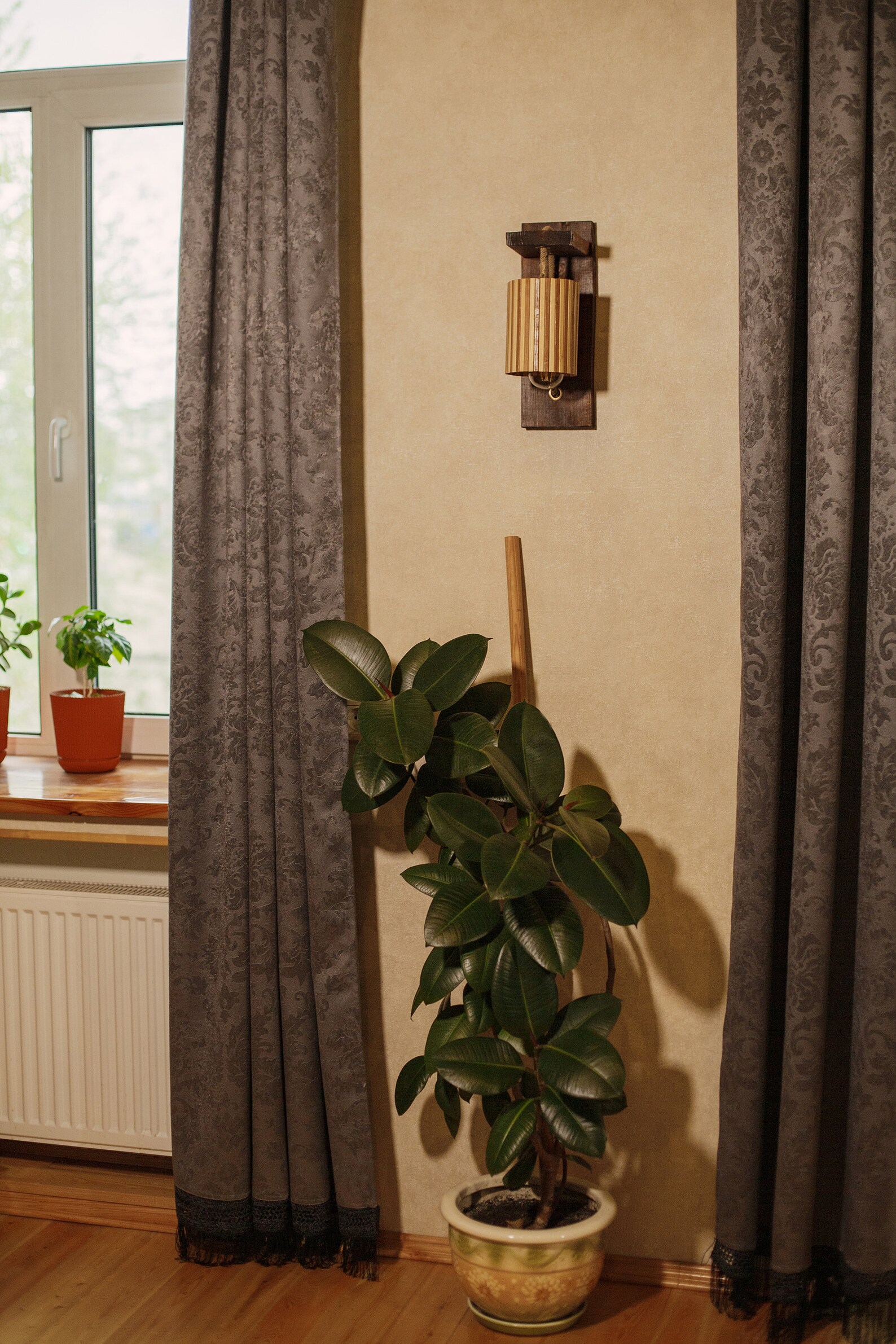 Wall Sconce Light Rope Wall Lamp Wood Wall Light Wooden | Etsy