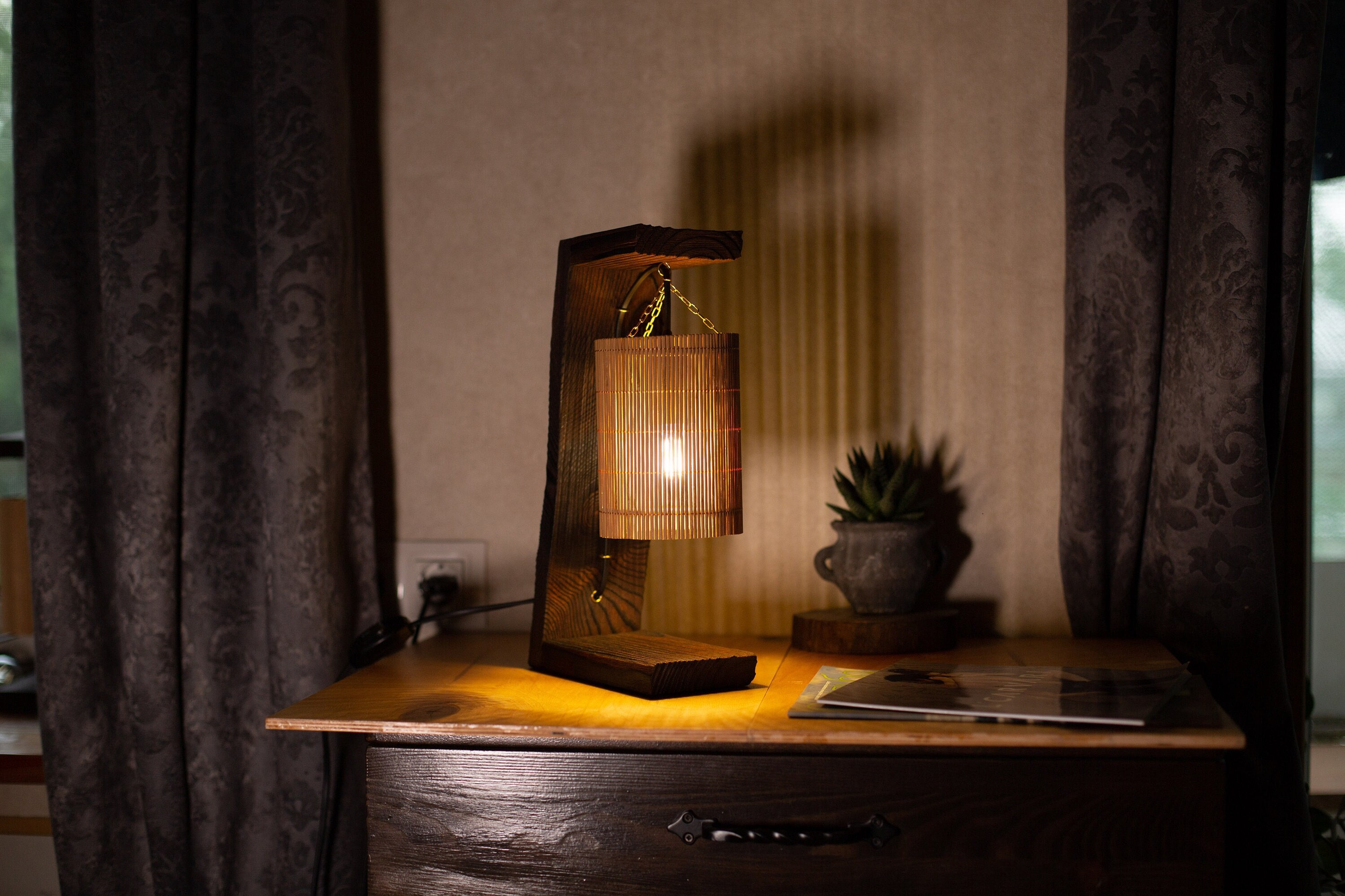 Wood Table Lamp for Bedroom or Living Room Housewarming Gift | Etsy