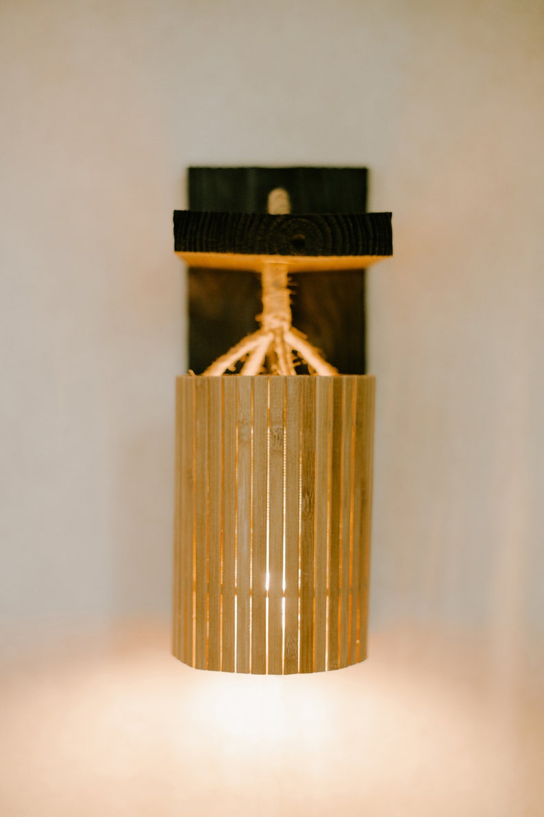 Wall Sconce Light Rope Wall Lamp Wood Wall Light Wooden | Etsy