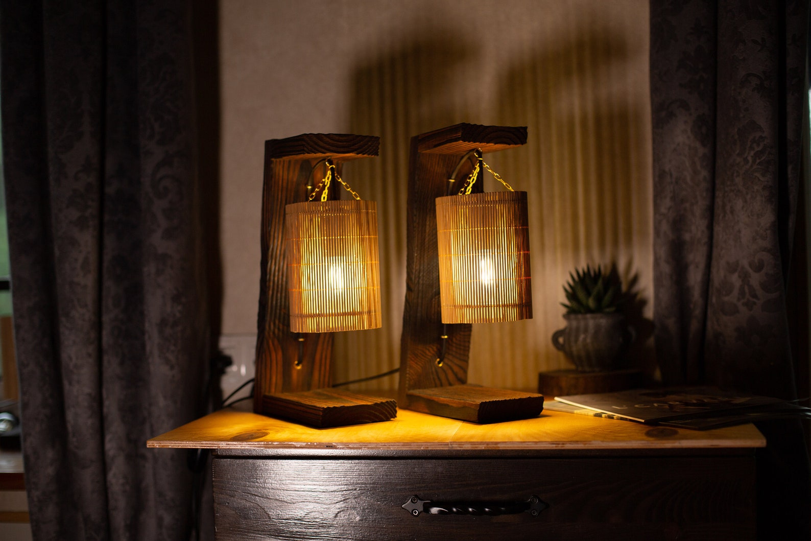 Wood Table Lamp for Bedroom or Living Room Housewarming Gift | Etsy