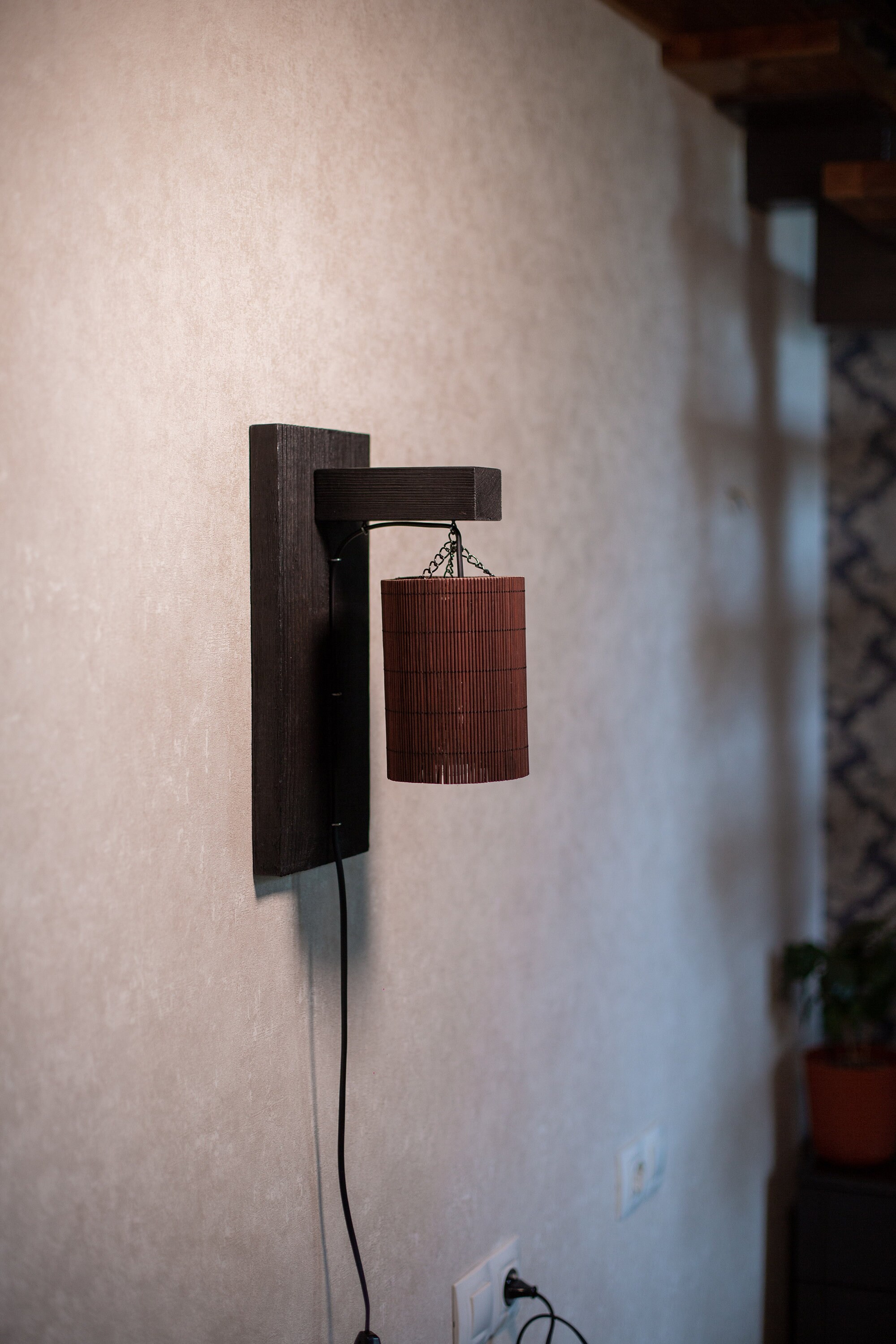 Wall wood lamp Old-fashioned reclaimed wood lamp fire | Etsy